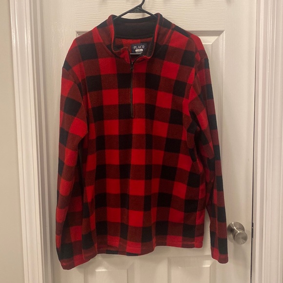 Place | Tops | Buffalo Plaid Red And Black Fleece Pullover | Poshmark